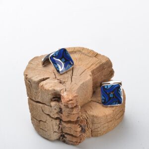 Cufflinks Unique Square Enamel Blue Cuffs Luxury French Shirts Silver Cuff Link for Men 1 Set