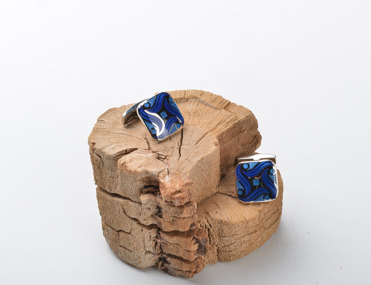 Cufflinks Unique Square Enamel Blue Cuffs Luxury French Shirts Silver Cuff Link for Men 1 Set