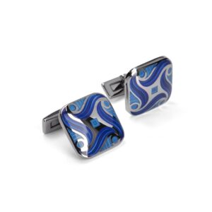 Cufflinks Unique Square Enamel Blue Cuffs Luxury French Shirts Silver Cuff Link for Men 1 Set