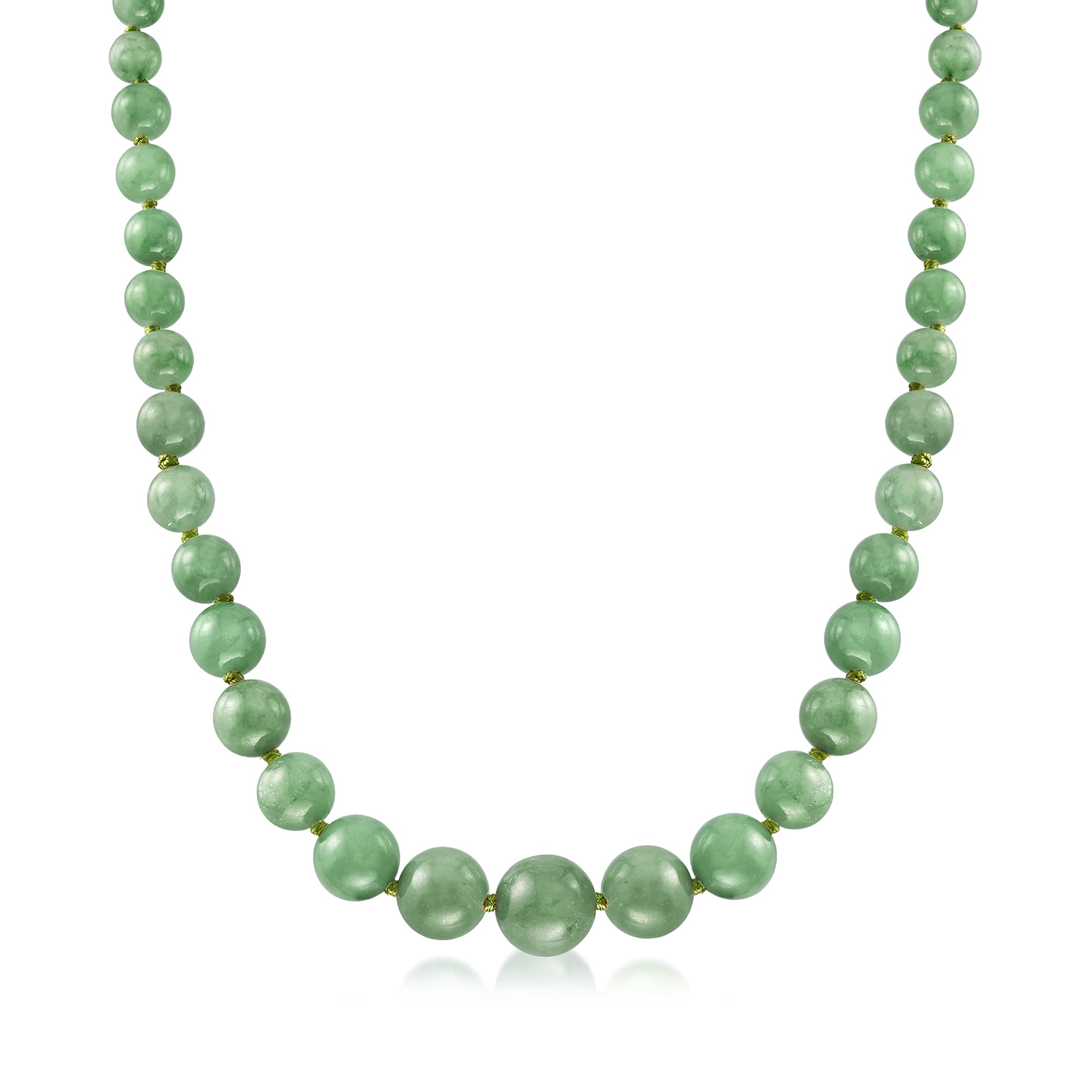 Ross-Simons 6-13mm Jade Bead Graduated Necklace With 14kt Yellow Gold. 18 inches