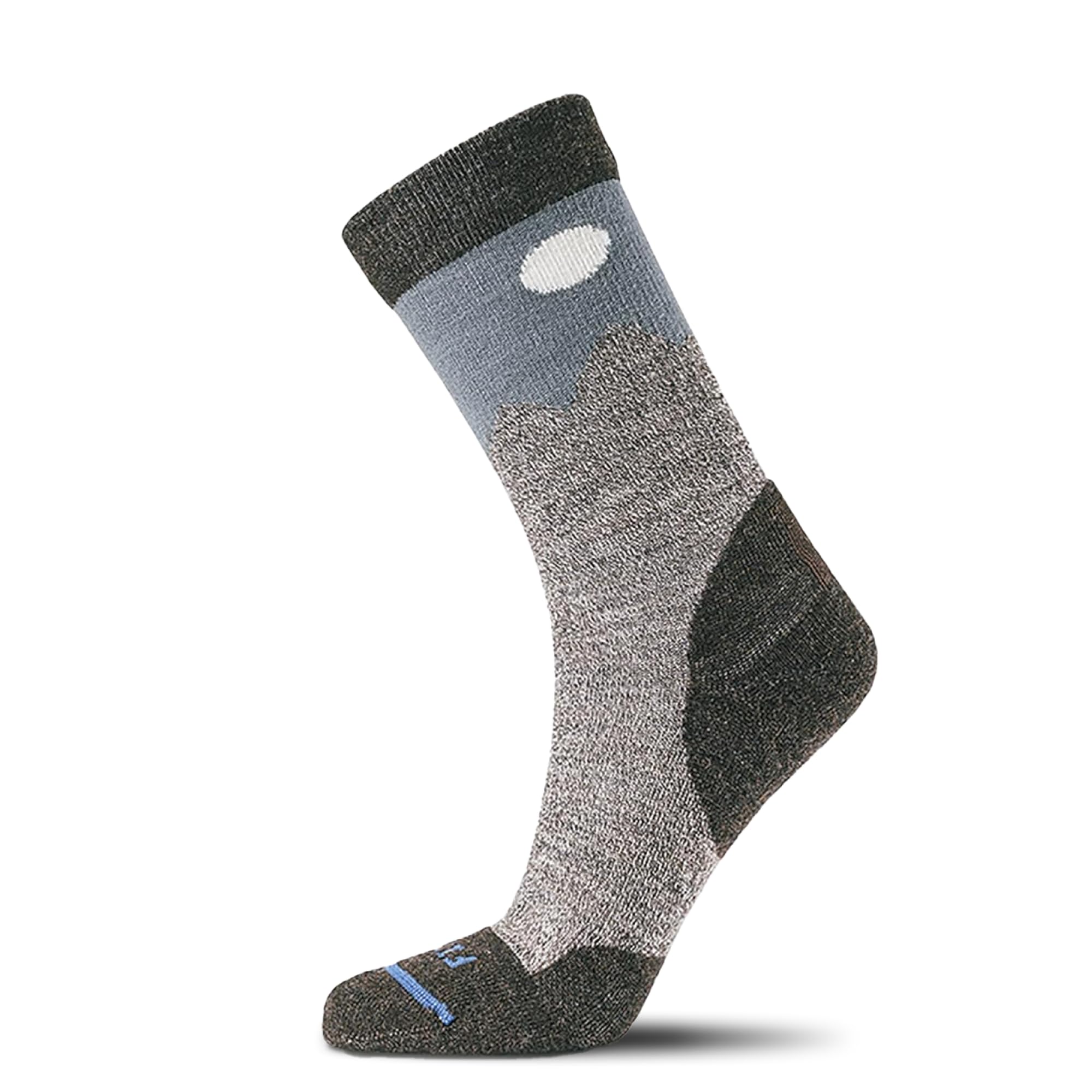 FITS Teton Light Hiker Crew Sock for Men and Women, Made with Merino Wool, Breathable, Odor Resistant and Durable, Chesnut/Stormy Weather, Large