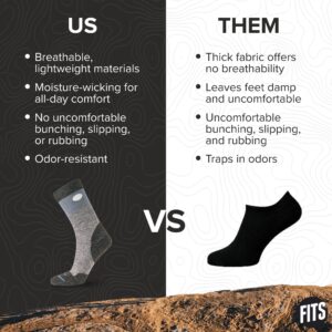 FITS Teton Light Hiker Crew Sock for Men and Women, Made with Merino Wool, Breathable, Odor Resistant and Durable, Chesnut/Stormy Weather, Large