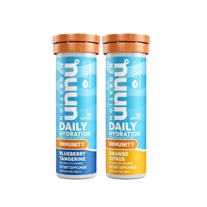 nuun hydration immunity electrolyte tablets with 200mg vitamin c, blueberry tangerine and orange citrus flavors, 2 pack (20 servings)