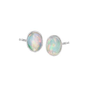 ross-simons bezel-set opal stud earrings in sterling silver