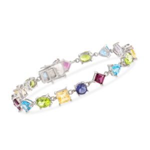 ross-simons 20.40 ct. t.w. multi-stone bracelet in sterling silver. 8 inches