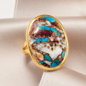 Ross-Simons Kingman Turquoise Ring in 18kt Gold Over Sterling. Size 6