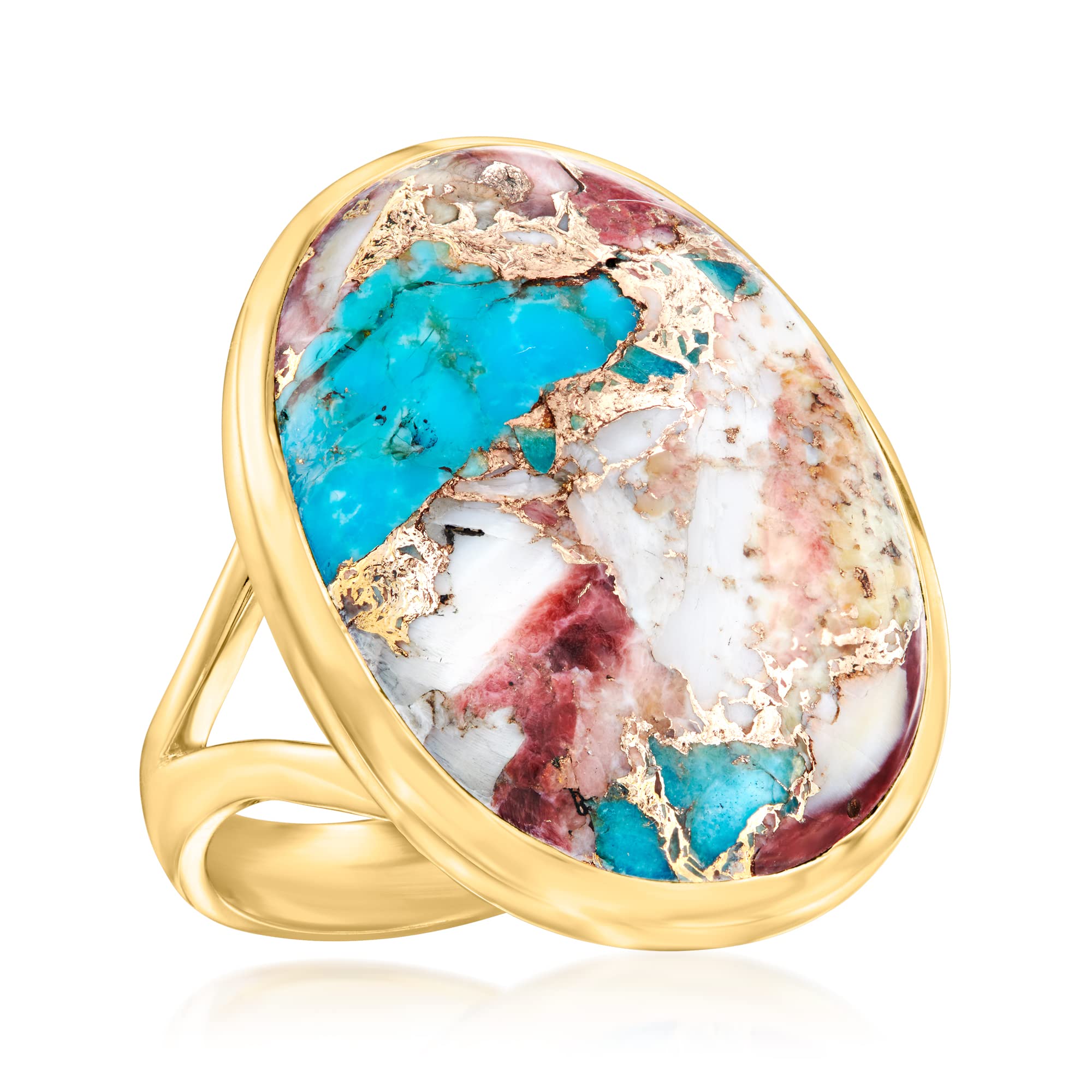 Ross-Simons Kingman Turquoise Ring in 18kt Gold Over Sterling. Size 6