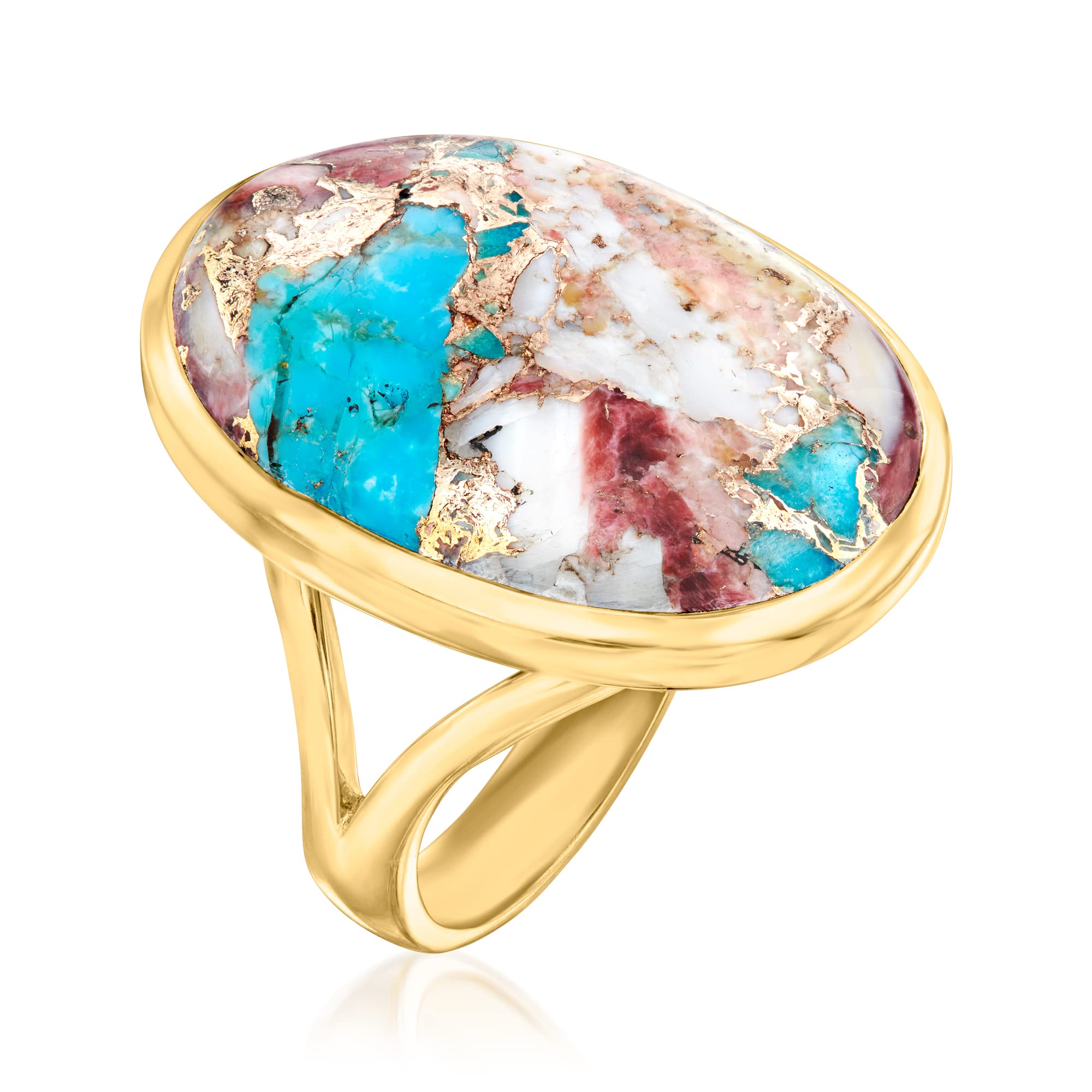 Ross-Simons Kingman Turquoise Ring in 18kt Gold Over Sterling. Size 6