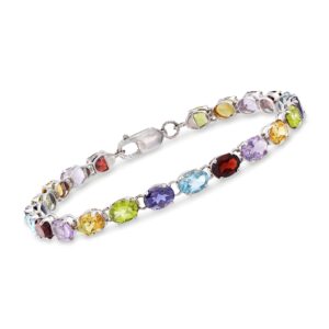 ross-simons 16.00 ct. t.w. multi-gemstone link bracelet in sterling silver. 7 inches