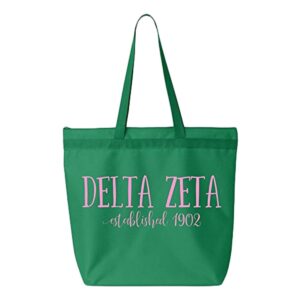 delta zeta established tote bag kelly green