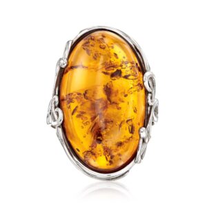 ross-simons orange amber ring in sterling silver. size 9