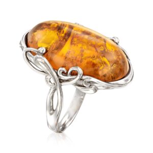 Ross-Simons Orange Amber Ring in Sterling Silver. Size 9