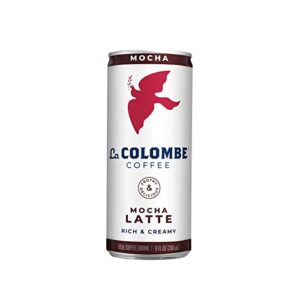 la colombe mocha draft latte - 9 fluid ounce, 16 count - cold-pressed espresso and frothed milk + dark chocolate - made with real ingredients - grab and go coffee, white, brown