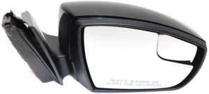 kool vue passenger side power non-heated mirror for ford focus 2012-2014 with signal light & spotter glass; without puddle lamp paintable 4-door, hatchback