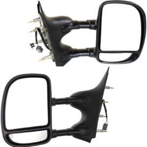 Kool Vue Driver & Passenger Side Power Towing Mirrors for Ford E-350 Super Duty 2002-2008 Without Puddle Lamp Textured