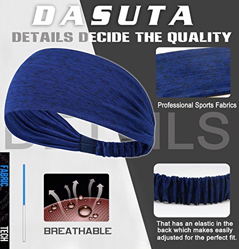 DASUTA 8 PCS Women's Workout Headbands Non Slip Yoga Sport Sweatbands Fitness Hairbands for Travel Athletic Elastic Moisture Wicking