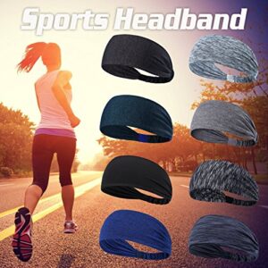 DASUTA 8 PCS Women's Workout Headbands Non Slip Yoga Sport Sweatbands Fitness Hairbands for Travel Athletic Elastic Moisture Wicking