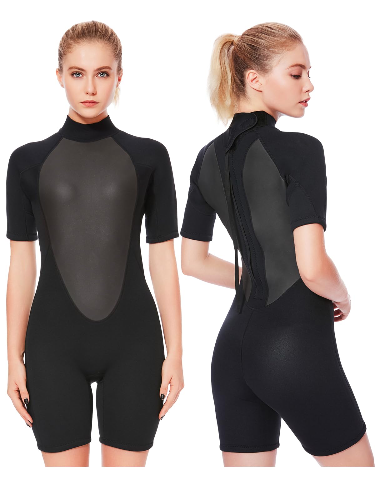 FLEXEL Shorty Wetsuit Women 3mm, Wet Suits for Mens in cold water, Neoprene Scuba Diving Suit for Surfing Swimming Snorkeling