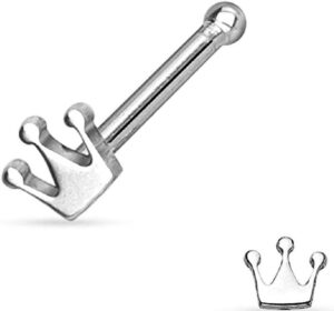 covet jewelry crown top 316l stainless steel nose stud (steel)