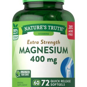 Magnesium | 400mg | 72 Softgels | Value Size | Extra Strength | from Magnesium Oxide | Non-GMO and Gluten Free Supplement | by Nature's Truth