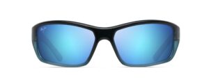 maui jim men's and women's barrier reef polarized wrap sunglasses, blue w/turquoise/blue hawaii, medium