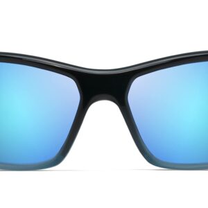 Maui Jim Men's and Women's Barrier Reef Polarized Wrap Sunglasses, Blue w/Turquoise/Blue Hawaii, Medium