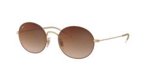 ray-ban rb3594 beat oval sunglasses, rubber gold on brown/brown gradient mirrored red, 53 mm