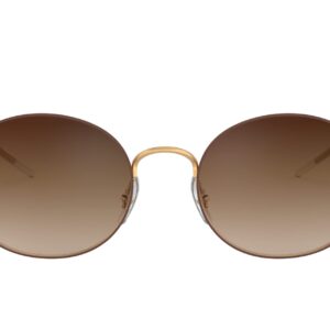 Ray-Ban Rb3594 Beat Oval Sunglasses, Rubber Gold On Brown/Brown Gradient Mirrored Red, 53 mm