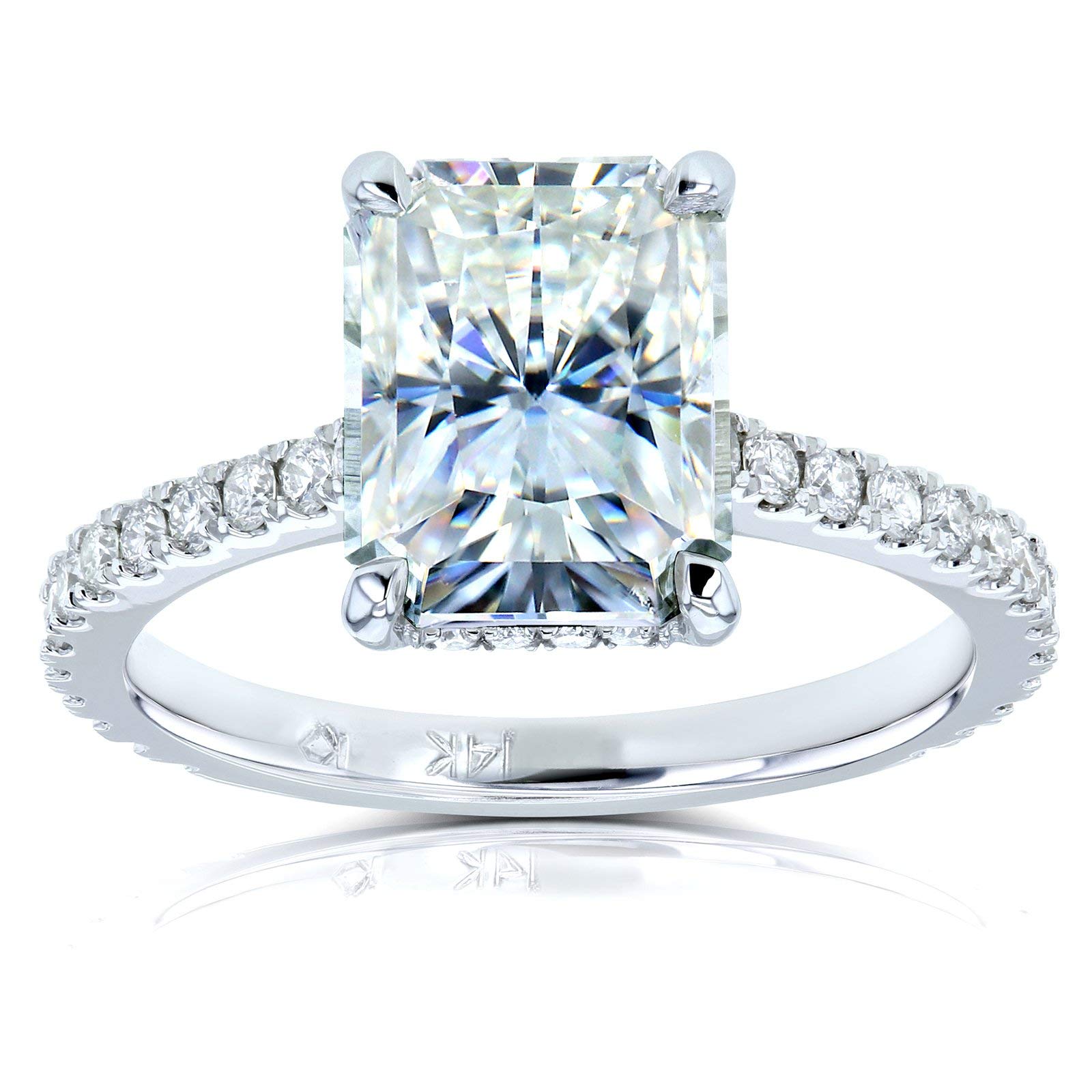 Kobelli Radiant-cut Moissanite Engagement Ring 3 1/10 CTW 14k White Gold, 7