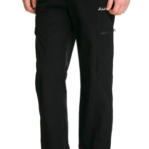 clothin Men's Elastic-Waist Travel Pant Stretchy Lightweight Pant Multi-Pockets Quick Dry Breathable(Black M-32)