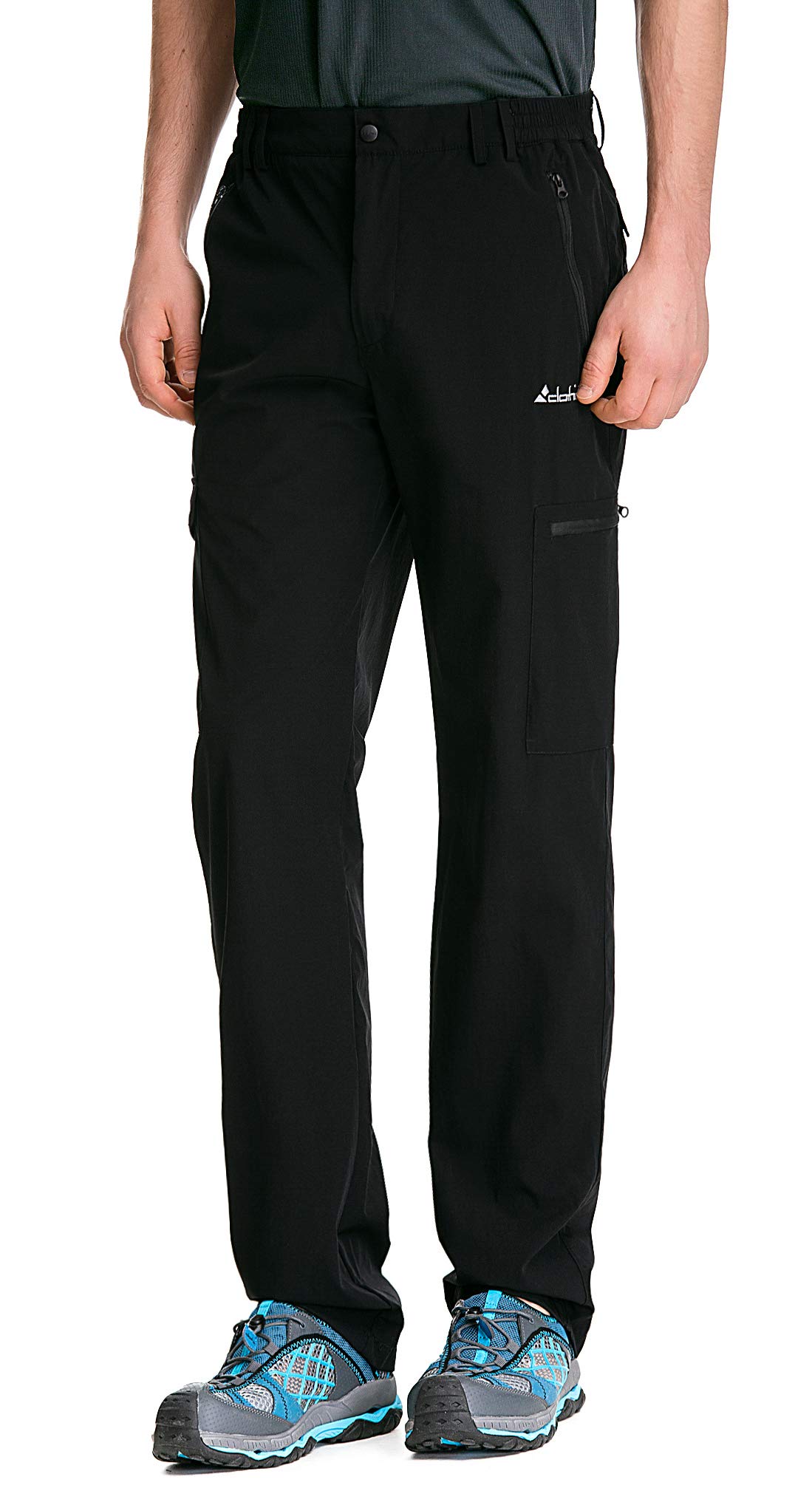 clothin Men's Elastic-Waist Travel Pant Stretchy Lightweight Pant Multi-Pockets Quick Dry Breathable(Black M-32)