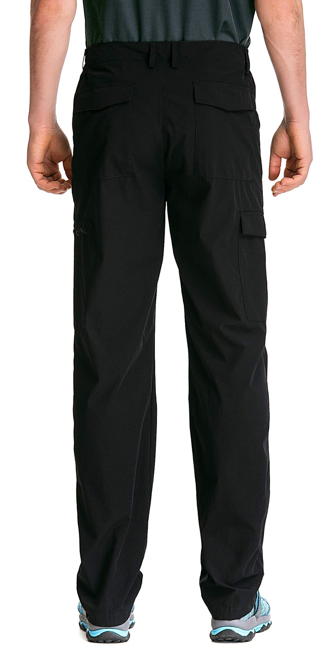 clothin Men's Elastic-Waist Travel Pant Stretchy Lightweight Pant Multi-Pockets Quick Dry Breathable(Black M-32)