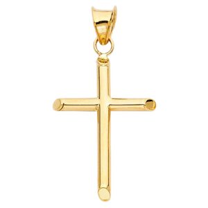 14k yellow gold classic cross pendant - 22 x 17 mm jesus engraved pendant polished finish - 14k gold stamped religious pendant - great choice for women and men