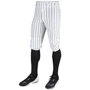 champro men' classic with pinstripes triple crown pinstripe polyester baseball knicker, white, black, small us