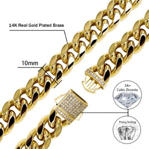 TOPGRILLZ Hip Hop14K Gold Plated Finished Miami Cuban Link Anklet Bracelet with Iced out Simulated Lab Diamond Clasp for Men Women (7" Gold)