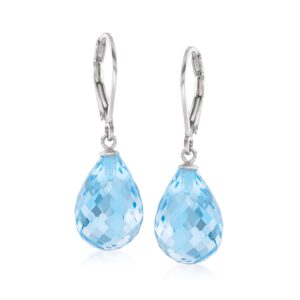 ross-simons 15.00 ct. t.w. blue topaz drop earrings in sterling silver