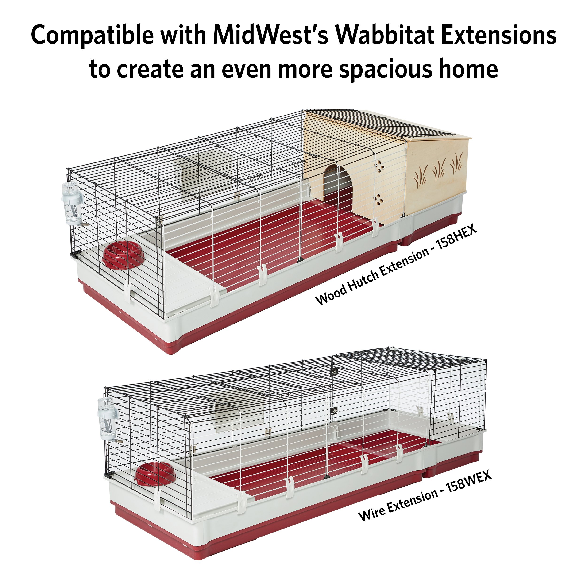 Midwest Homes for Pets Deluxe Rabbit & Guinea Pig Cage, X-Large, White & Red