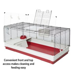 Midwest Homes for Pets Deluxe Rabbit & Guinea Pig Cage, X-Large, White & Red