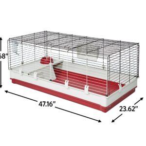 Midwest Homes for Pets Deluxe Rabbit & Guinea Pig Cage, X-Large, White & Red