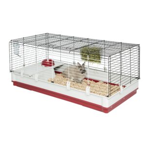 Midwest Homes for Pets Deluxe Rabbit & Guinea Pig Cage, X-Large, White & Red