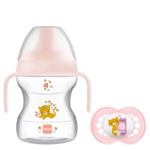 mam learn to drink cup and soother, 6 months, 190 ml (pink)