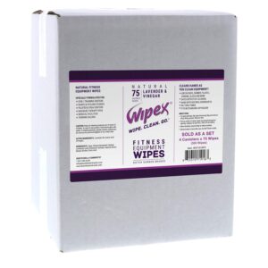 Wipex Gym Wipes & Fitness Equipment Wipes, Natural Lavender & Vinegar Wipes (75 Count (Pack of 4))