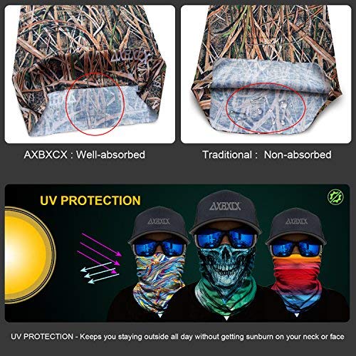 AXBXCX 2 Pack - Camouflage Camo Face Mask Balaclava Neck Gaiter Bandana Headband Headwear Sweatband Wristband for Men Women Fishing Hiking Cycling Motorcycle Riding Skiing 051