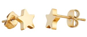 elbluvf stainless steel women crescent moon and star lucky stud earrings choose colors (gold star + star)