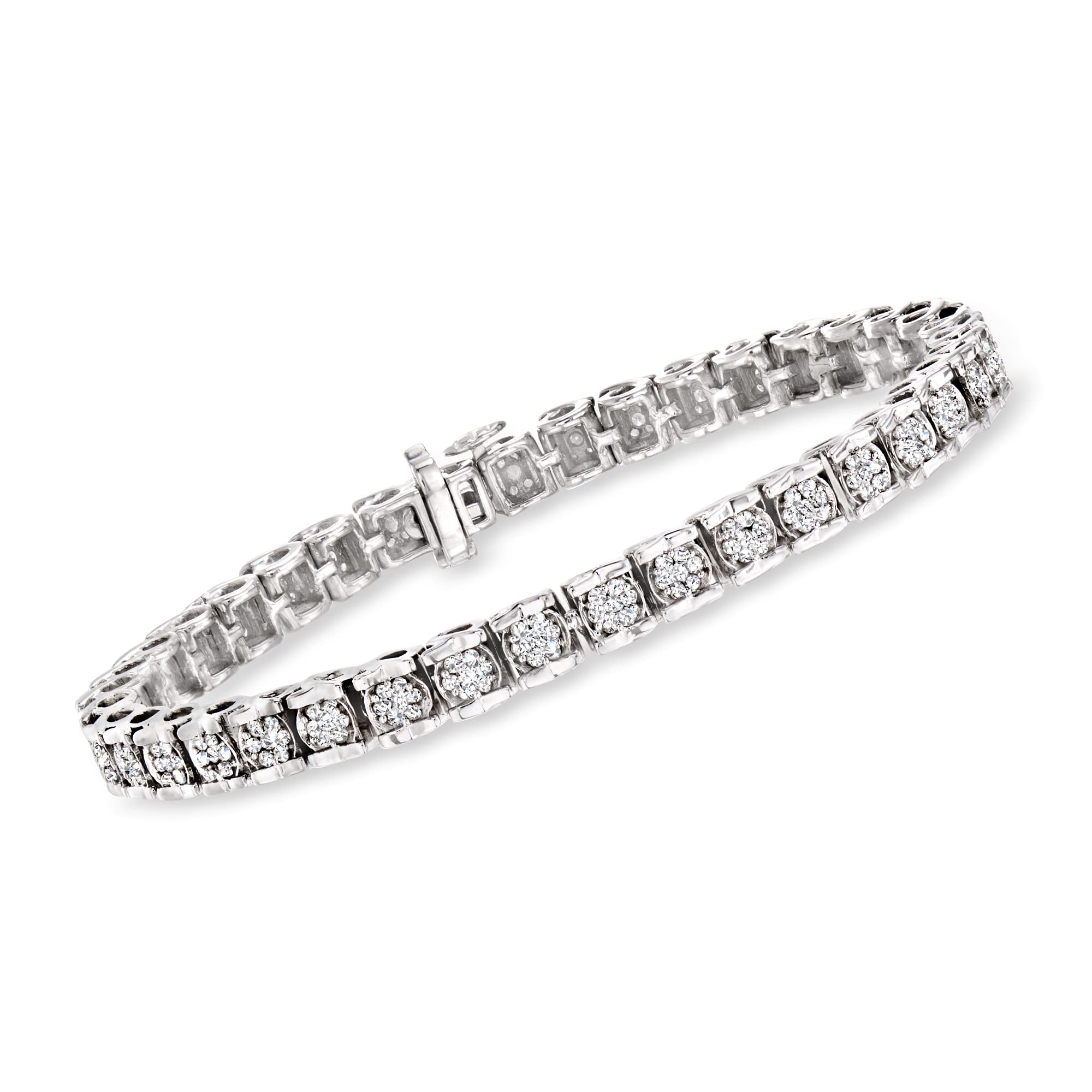 Ross-Simons 2.00 ct. t.w. Diamond Cluster Tennis Bracelet in Sterling Silver. 7 inches