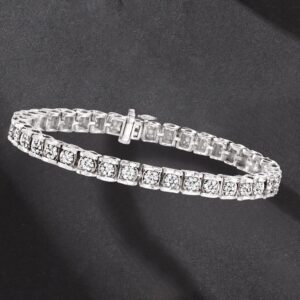 Ross-Simons 2.00 ct. t.w. Diamond Cluster Tennis Bracelet in Sterling Silver. 7 inches