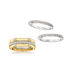 Ross-Simons 0.15 ct. t.w. Diamond Jewelry Set: 4 Stackable Rings in Sterling Silver and 18kt Gold Over Sterling. Size 6