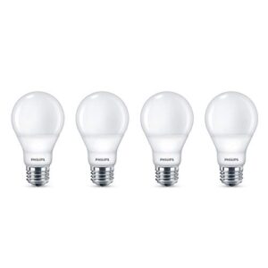 philips led dimmable a19 light bulb with warm glow effect 800-lumen, 2200-2700 kelvin, 9.5-watt (60-watt equivalent), e26 base, frosted, soft white, 4-pack