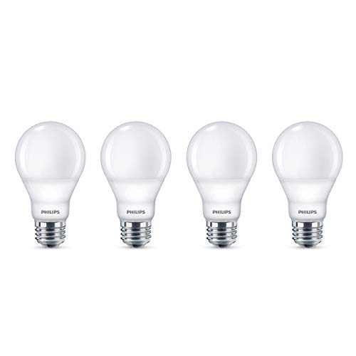 Philips LED Dimmable A19 Light Bulb with Warm Glow Effect 800-Lumen, 2200-2700 Kelvin, 9.5-Watt (60-Watt Equivalent), E26 Base, Frosted, Soft White, 4-Pack