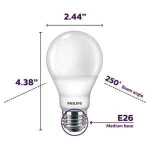 Philips LED Dimmable A19 Light Bulb with Warm Glow Effect 800-Lumen, 2200-2700 Kelvin, 9.5-Watt (60-Watt Equivalent), E26 Base, Frosted, Soft White, 4-Pack